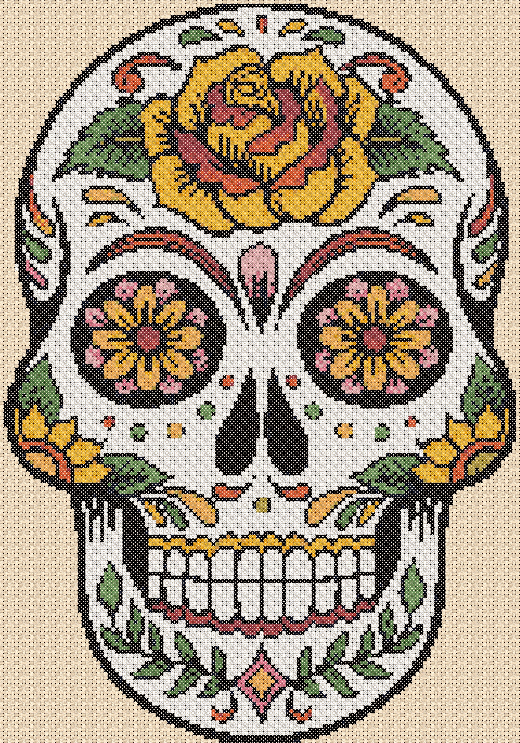 PDF Cross Stitch Chart Sugar Skull Day of the Dead No. 3 - Etsy