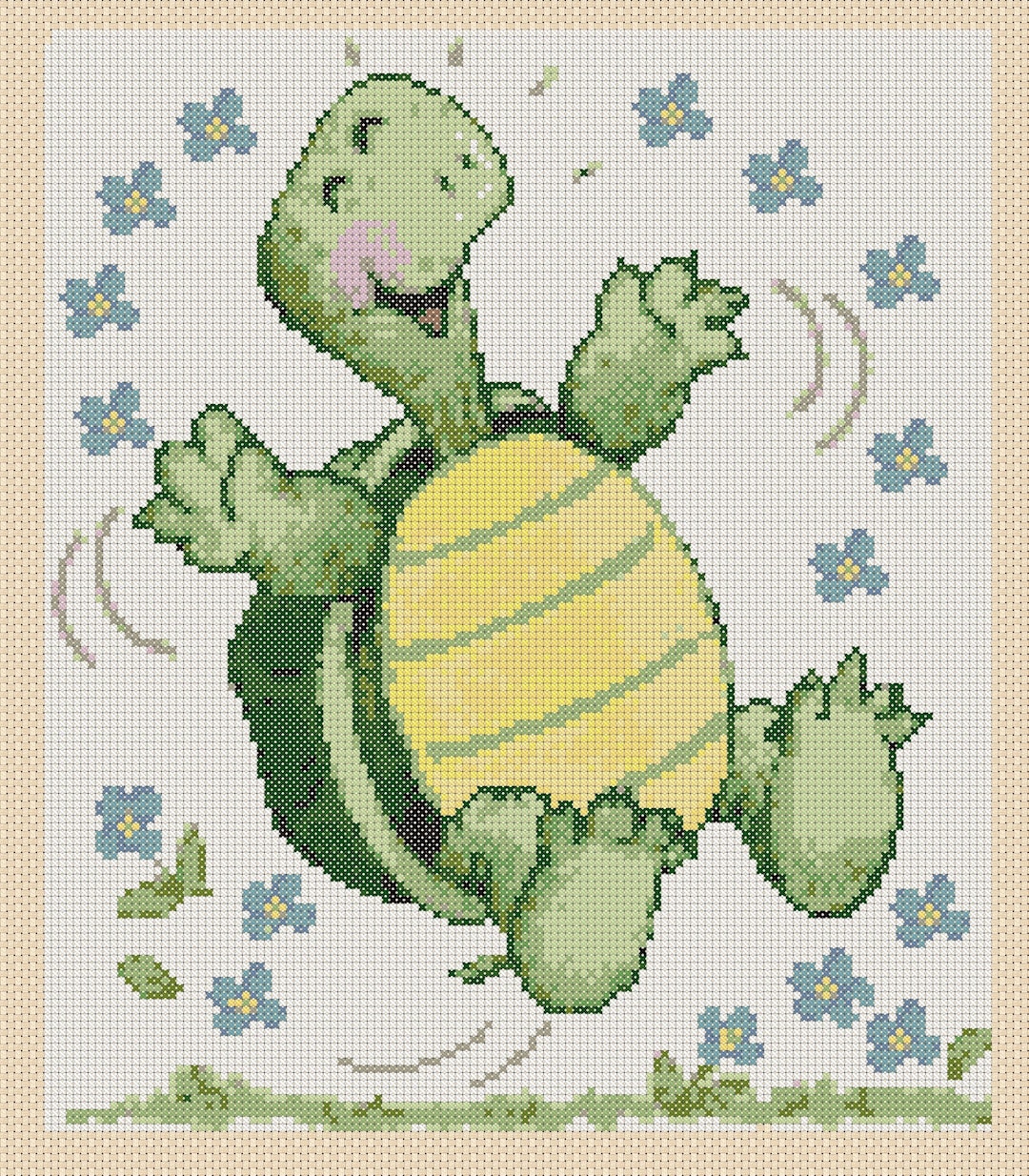 Digital Download PDF Cross Stitch Chart Happy Tortoise 650 - Etsy