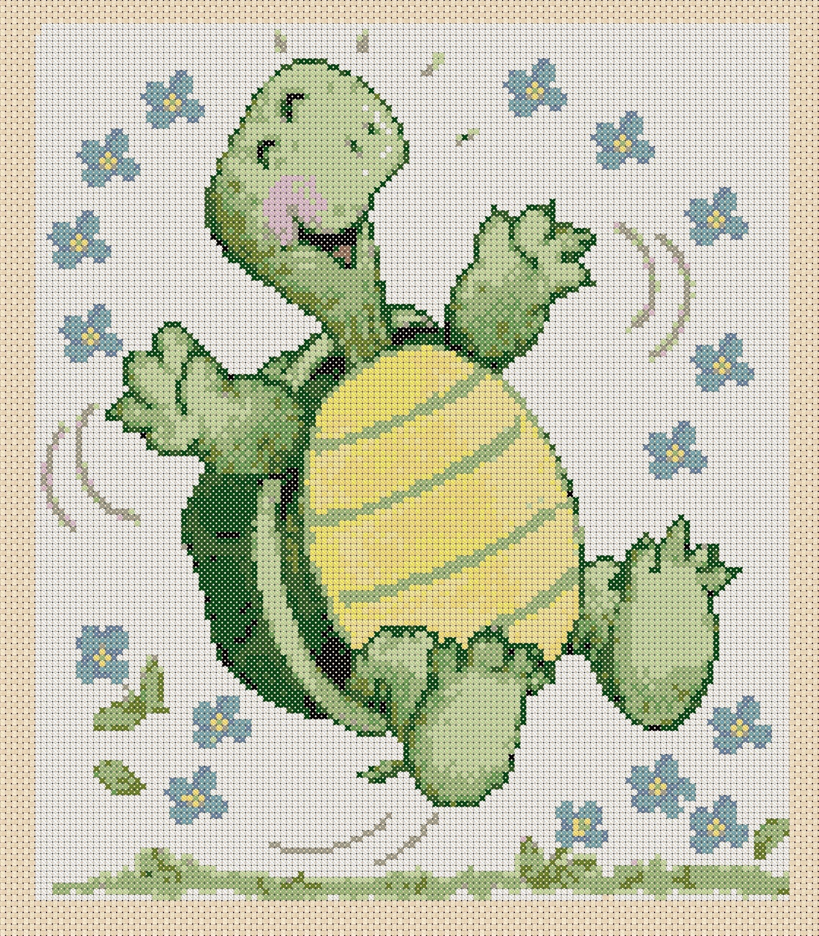 Digital Download PDF Cross Stitch Chart Happy Tortoise 650 - Etsy