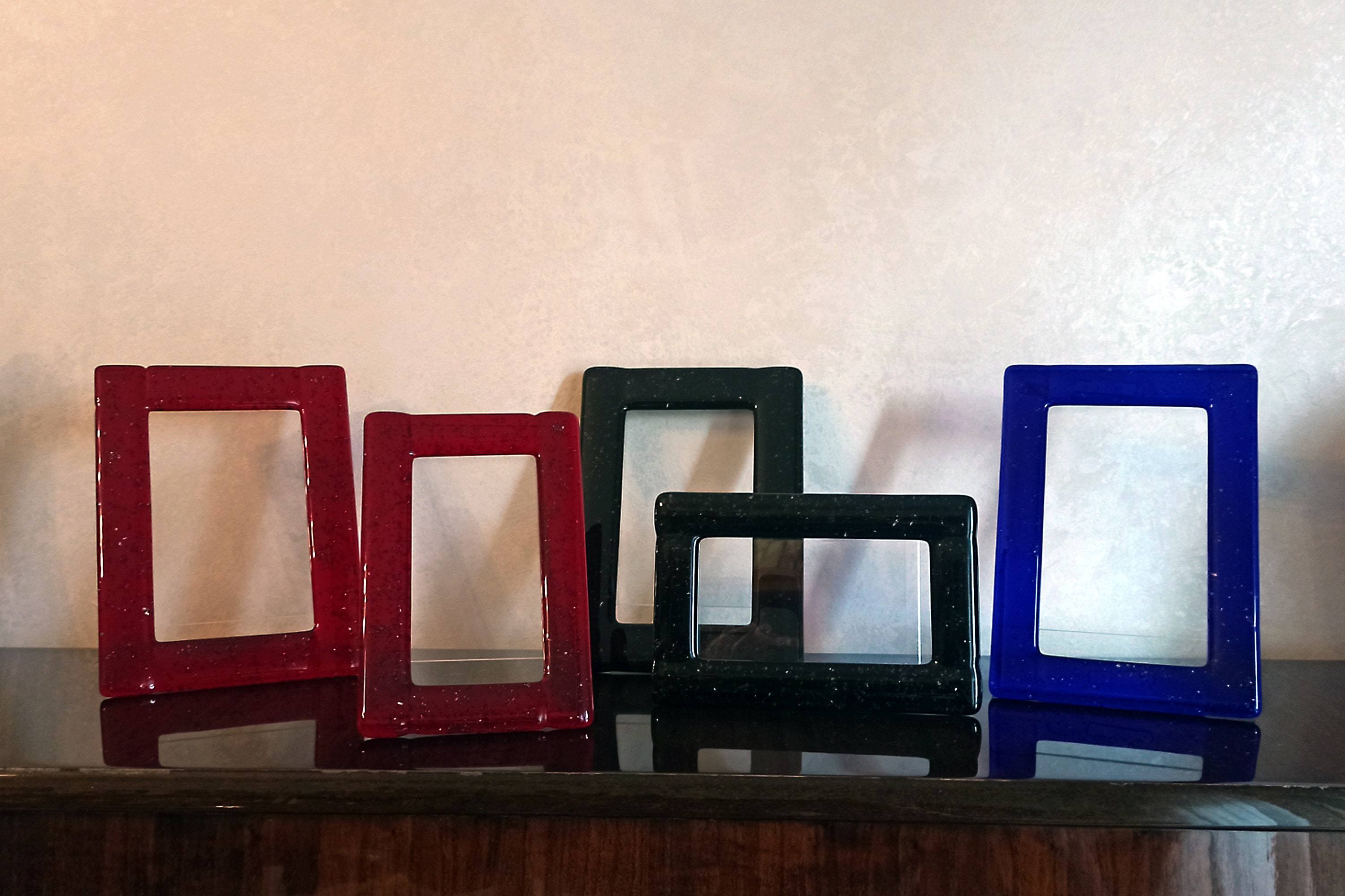 Murano Glass Picture Frames in One Color red, Black or Blue Fused on ...