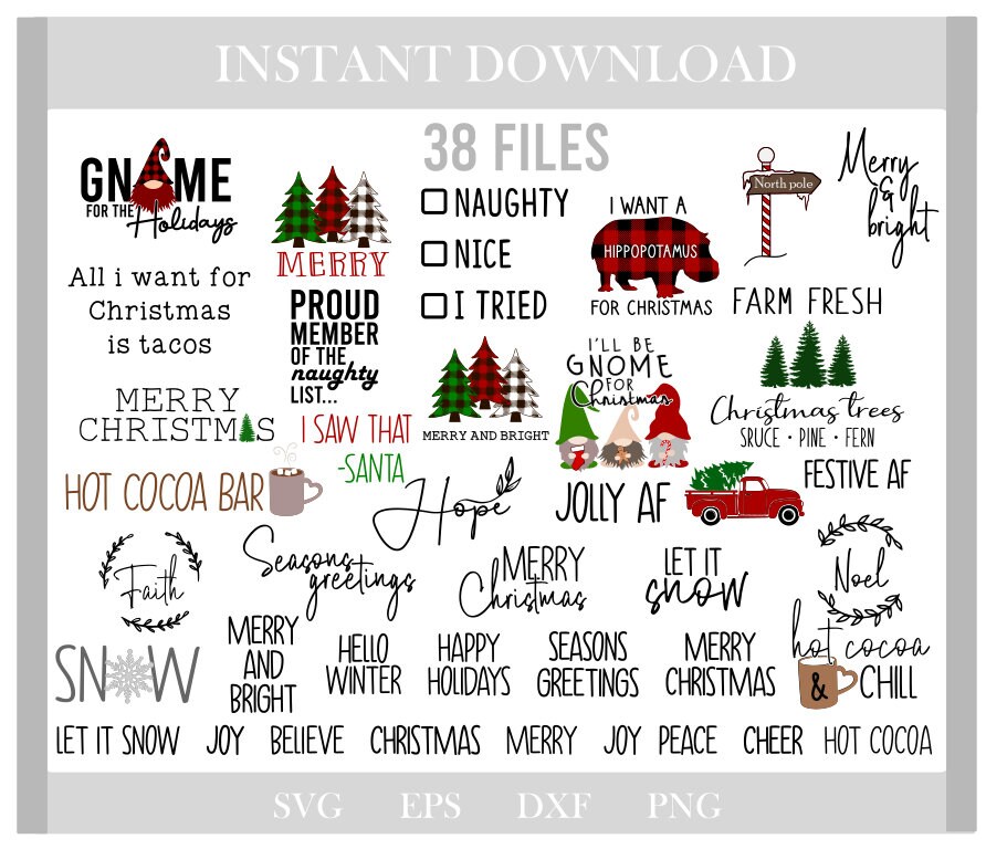 Christmas Svgmerry Christmas Svgholidays Svgwinter - Etsy