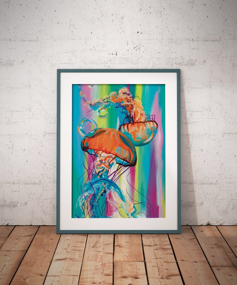 Jellyfish Art Print by Cori Jaye, Jellyfish Print, Animal Art, Ocean ...