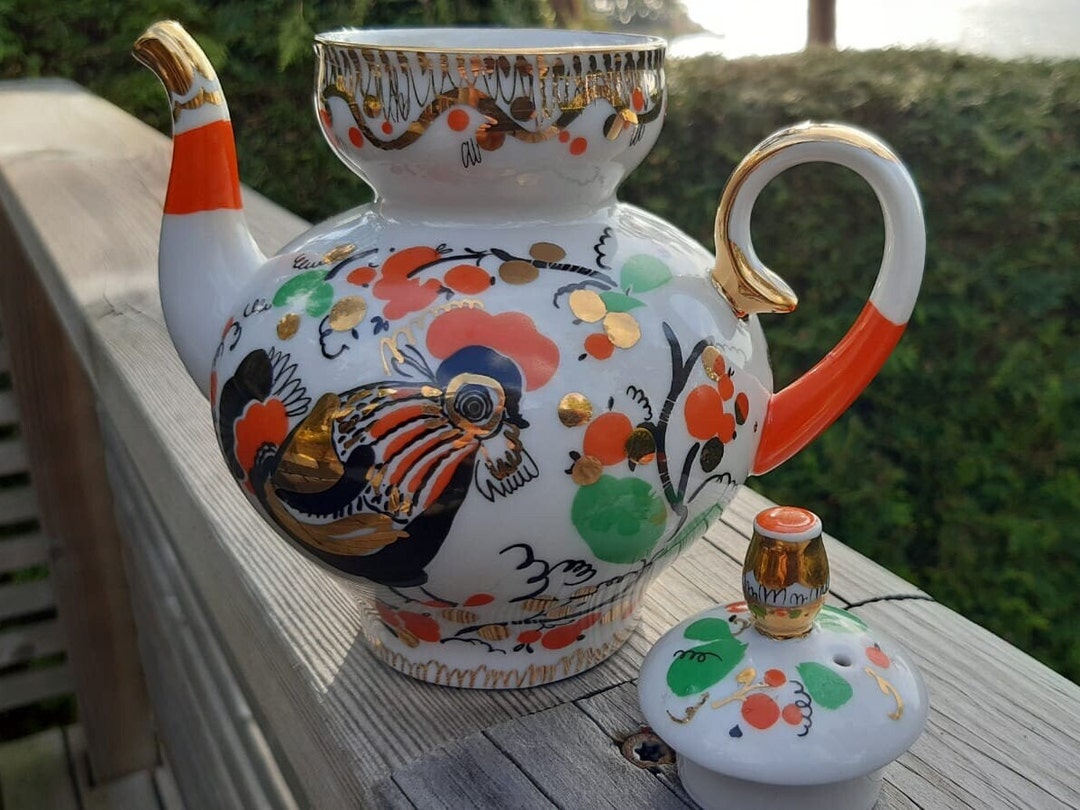 Lomonosov Imperial Porcelain, Teapot rooster Design, USSR Red Label ...