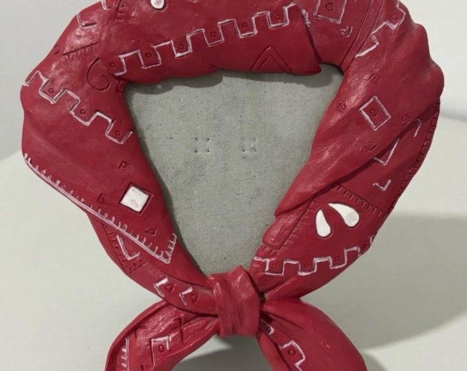 Vtg 3D Red Bandana Scarf Picture Photo Frame Western Cowgirl Cowboy ...