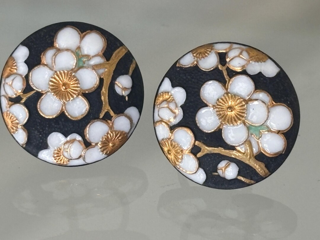 Rare Vtg 50s Arita Toshikane Porcelain Hand Printed Floral Screw Back ...
