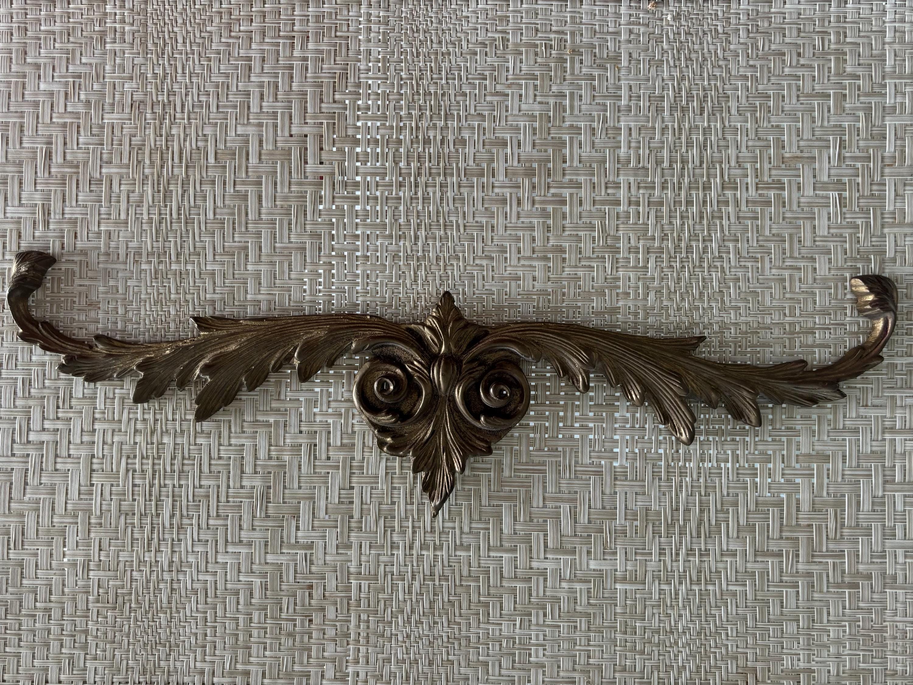 Hollywood Regency Solid Brass Scroll Wall Mount Art Accent Decor 16 ...