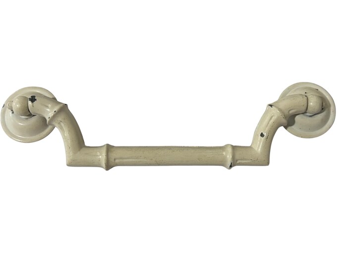 Vintage Bamboo Style Cabinet Pulls – Set of 8 | Off-white Cream Metal ...