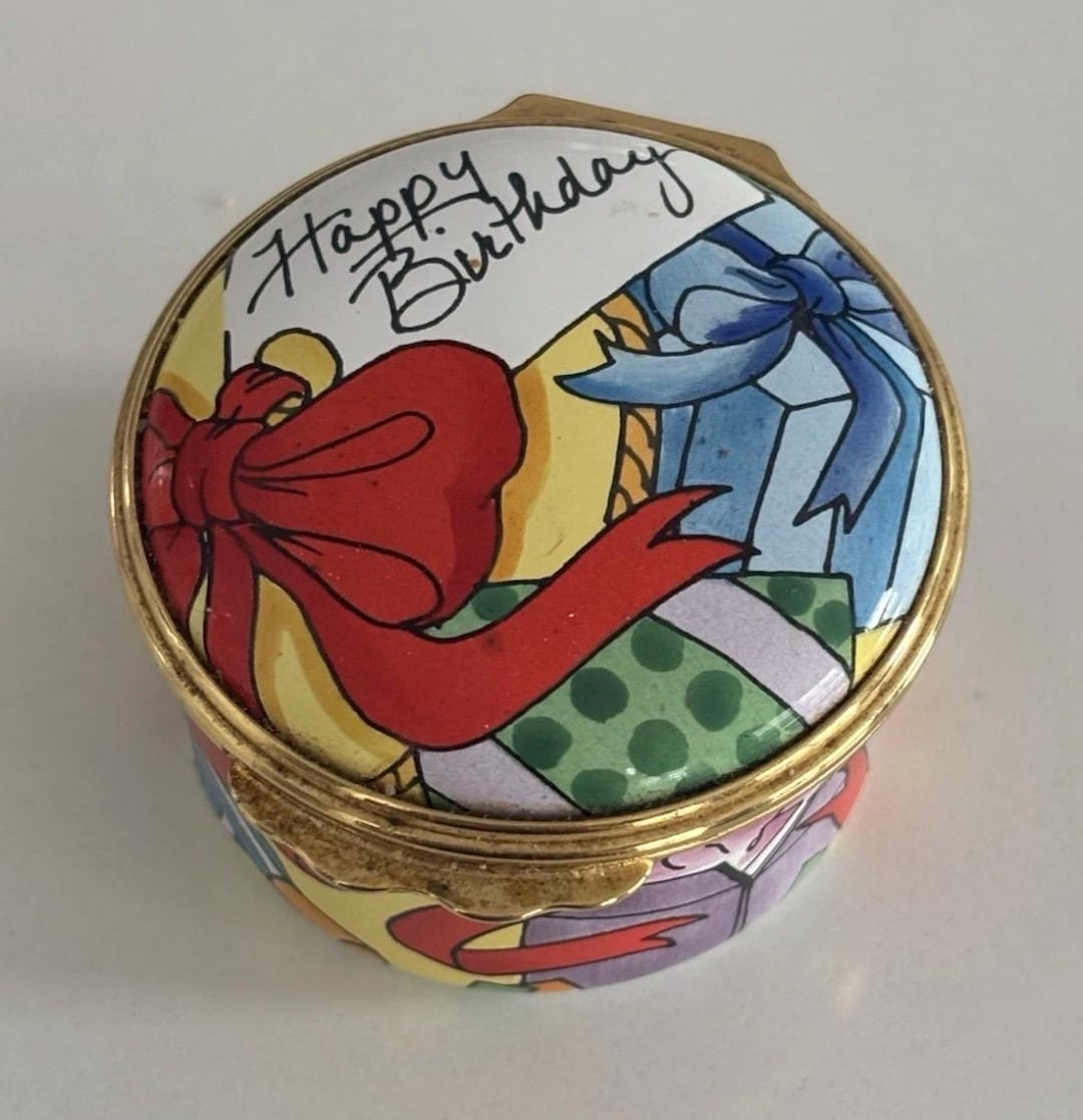 HALCYON DAYS ENAMELS 1994 Happy Birthday Trinket/pill Box Colorful - Etsy