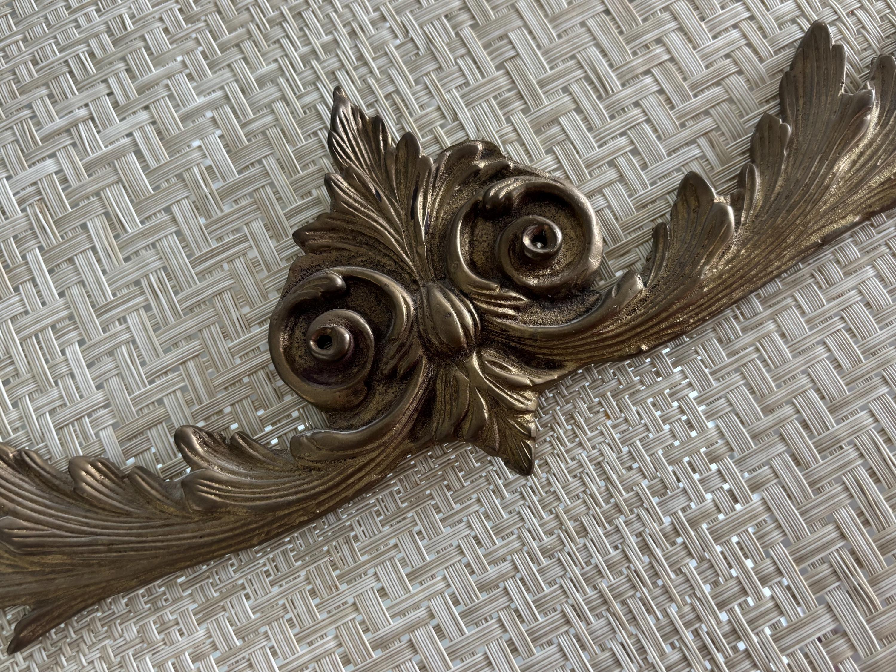 Hollywood Regency Solid Brass Scroll Wall Mount Art Accent Decor 16 ...