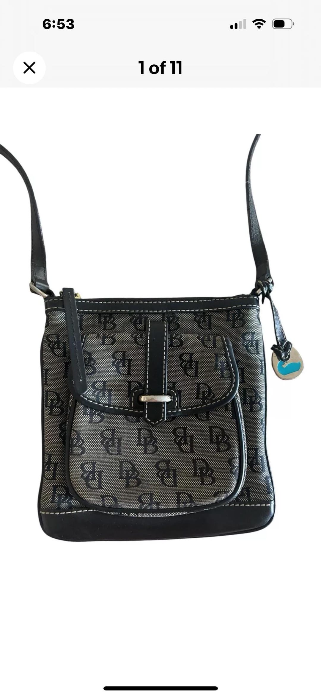 Dooney & Bourke DB Logo Print Canvas Leather Trimmed Letter Carrier ...