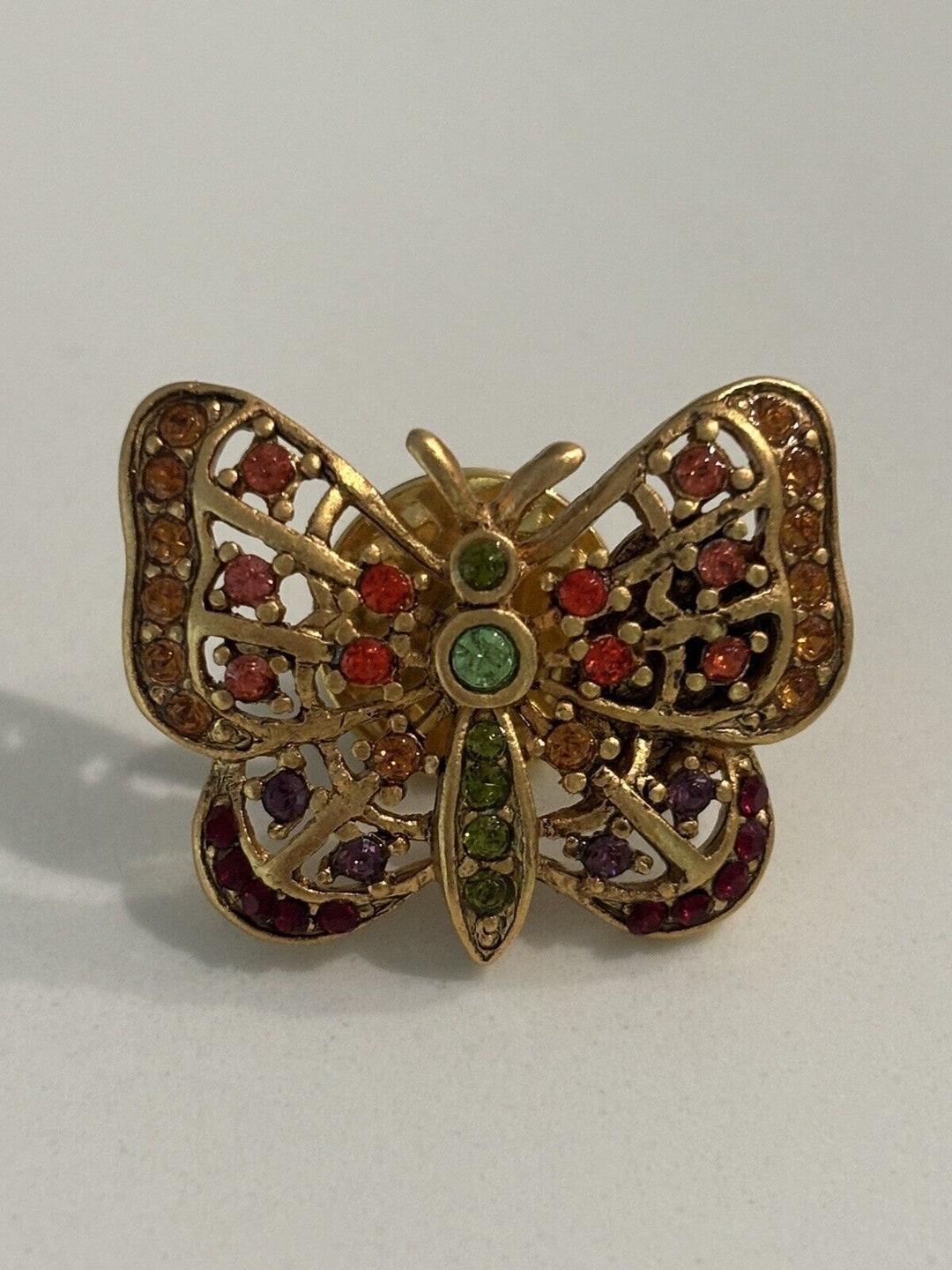 Jay Strongwater Gold Tone Swarovski Crystal Butterfly Brooch Pin New in ...