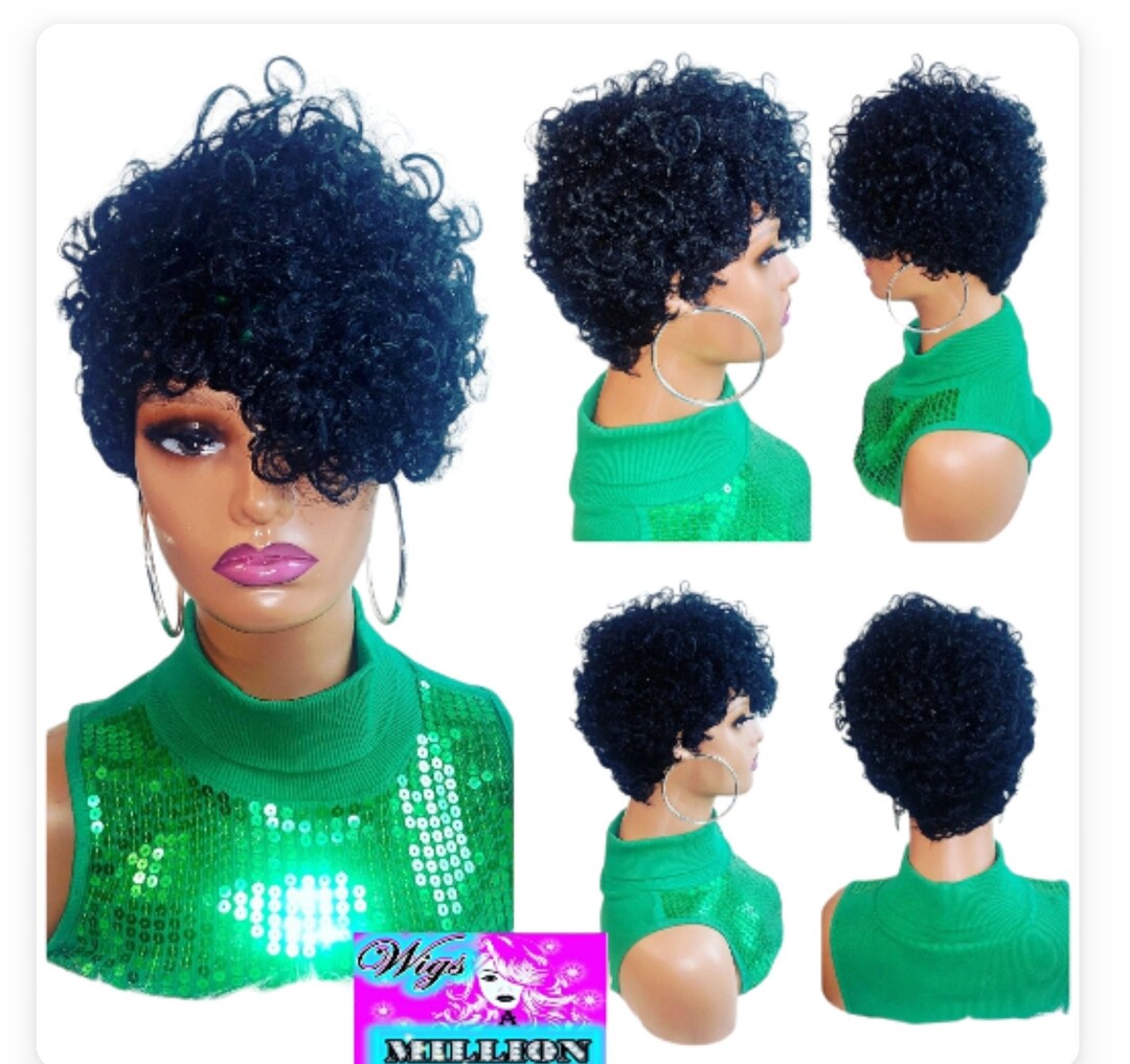 Vada Short Pixie Cut Wig, 100% Persian Human Hair, Glueless Wig, Curly ...