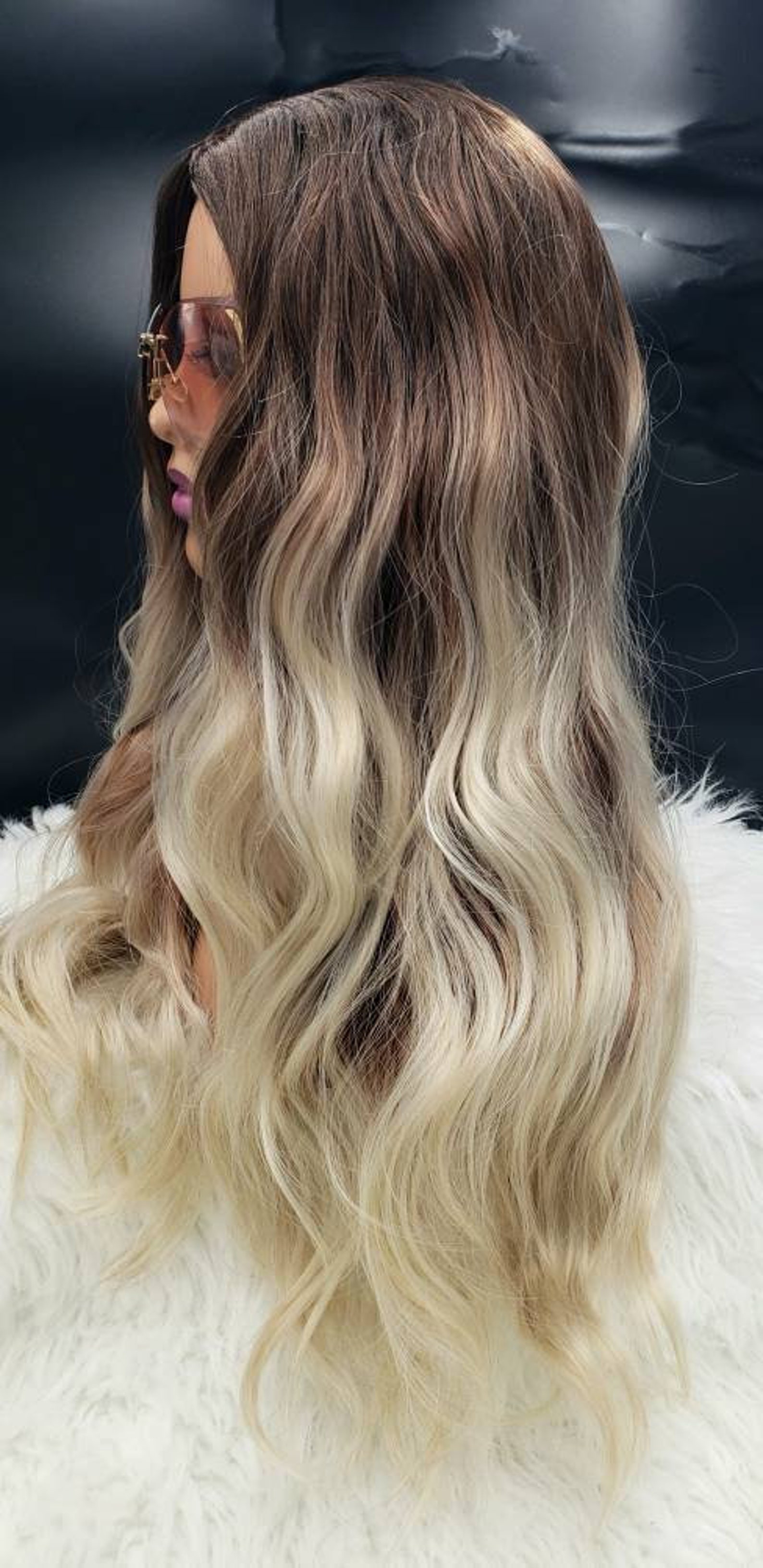 Stacy Ombre Ash Blonde Mix Wavy Wig Heat Resistant - Etsy