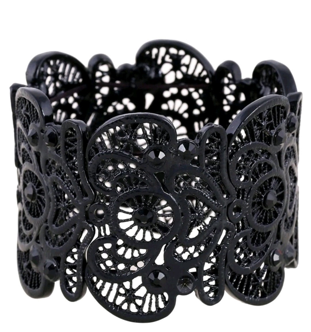 Red Cuff Bracelet, Black Cuff Bracelet - Etsy