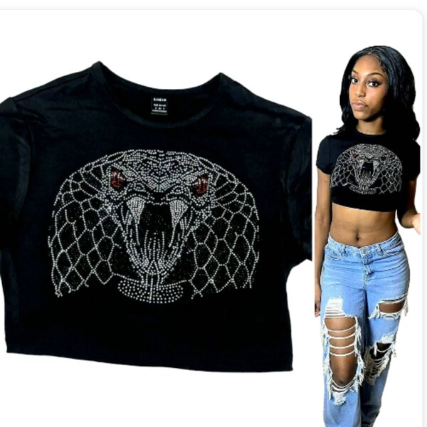 Rhinestone Crop Top - Etsy