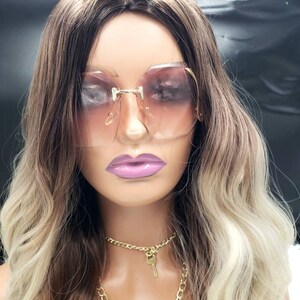 Stacy Ombre Ash Blonde Mix Wavy Wig, Heat Resistant Wig,glueless Wig ...