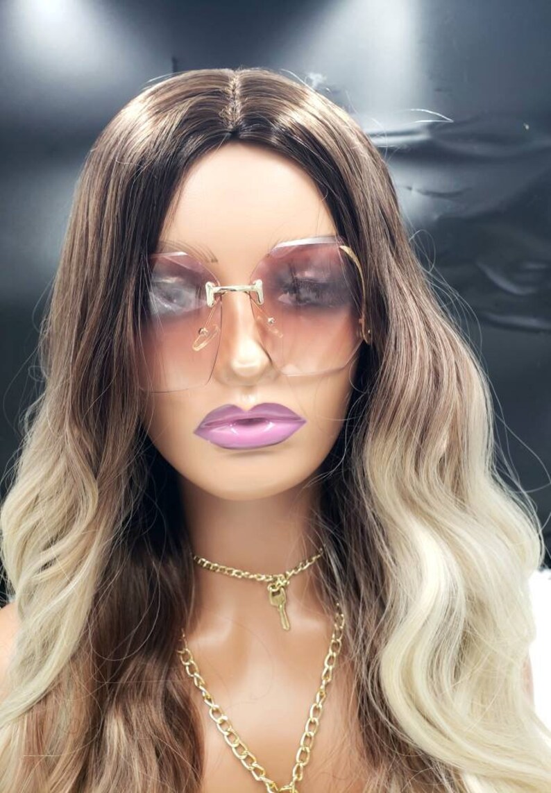 Stacy Ombre Ash Blonde Mix Wavy Wig Heat Resistant - Etsy