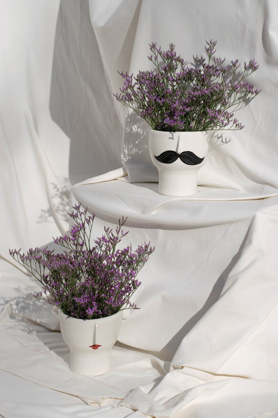 Male Ceramic Head_minimal Vase Home Decoration_white Clay and Glazed ...