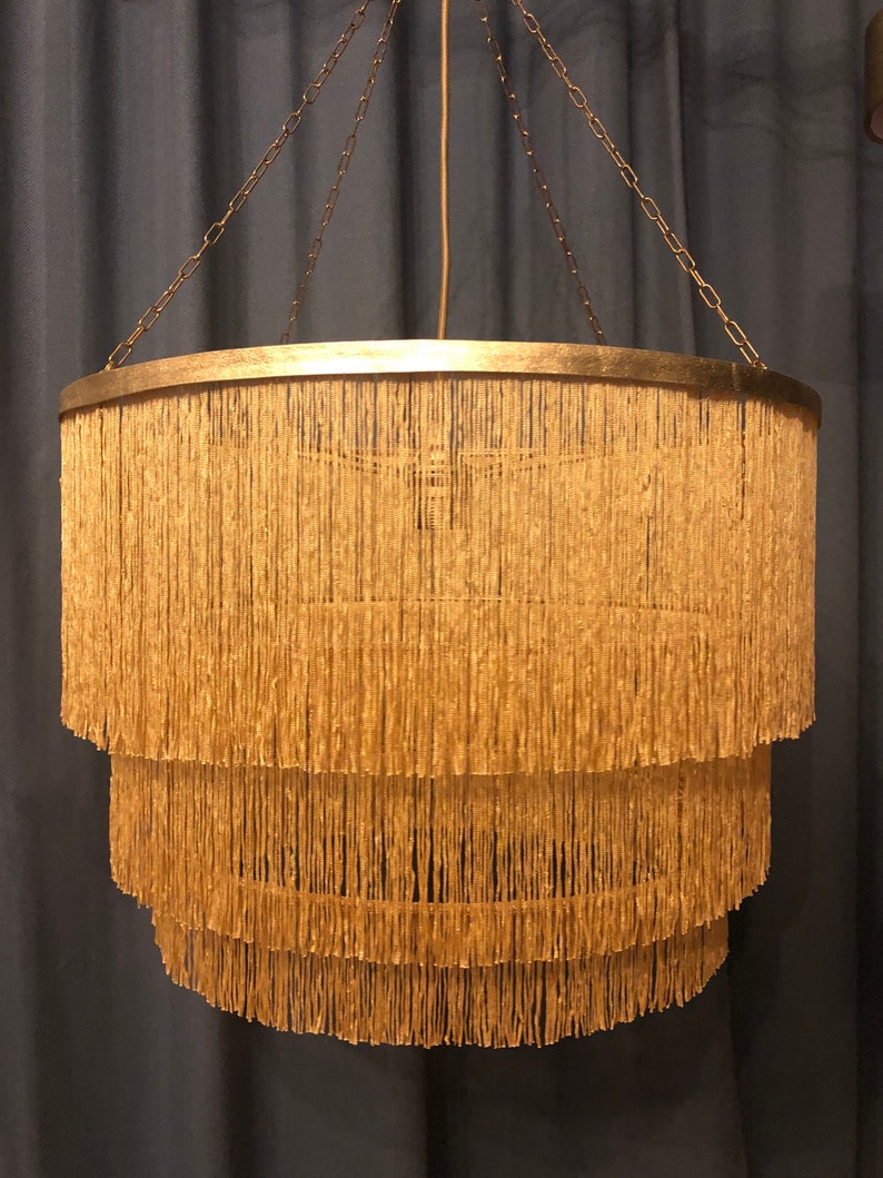 Fringe Pendant Ceiling Light, 3-tier Tassel Chandelier in Various ...