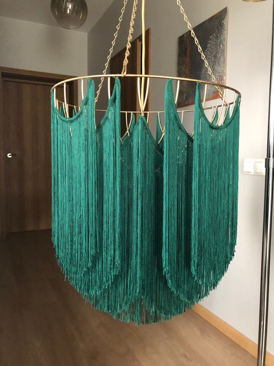 Boho Chic: Handmade Waved Fringe Pendant Light for a Dreamy Ambience ...