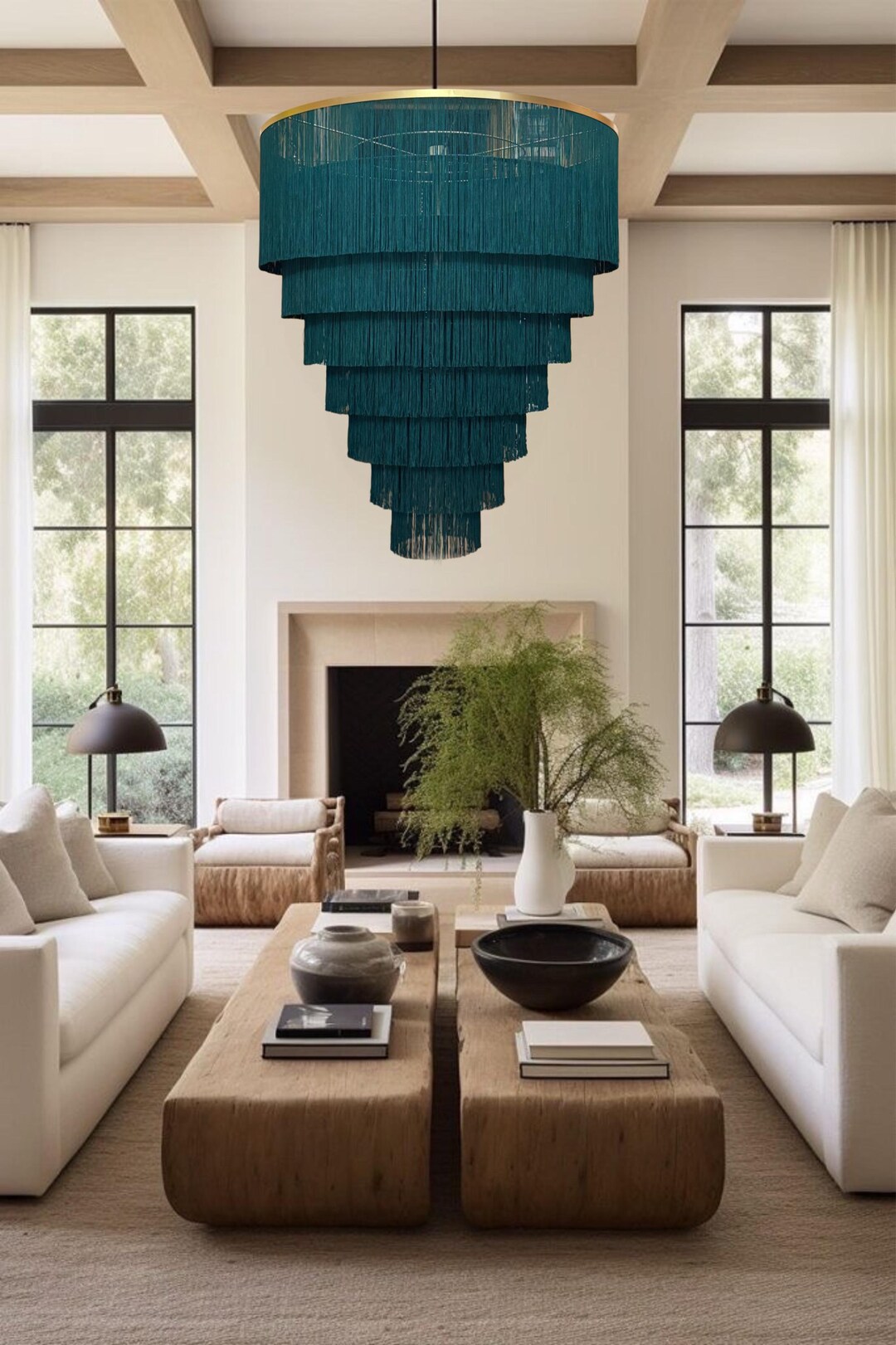 XL Tassel Fringing 7-layer Lampshade, Fringe Pendant, Hand Made ...