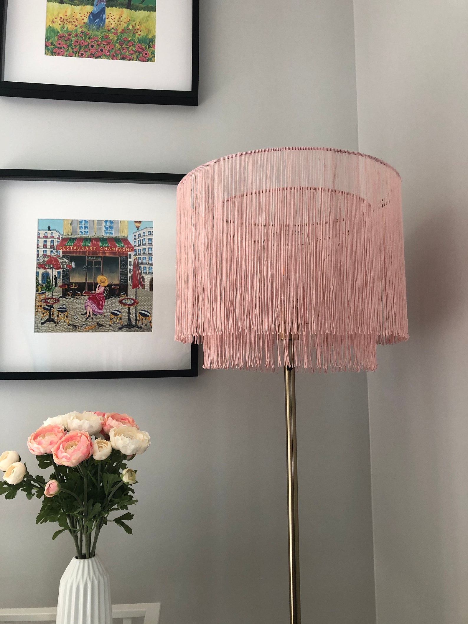 Double-layered Fringe Lampshade for Floor or Table Lamps, Boho Chic ...