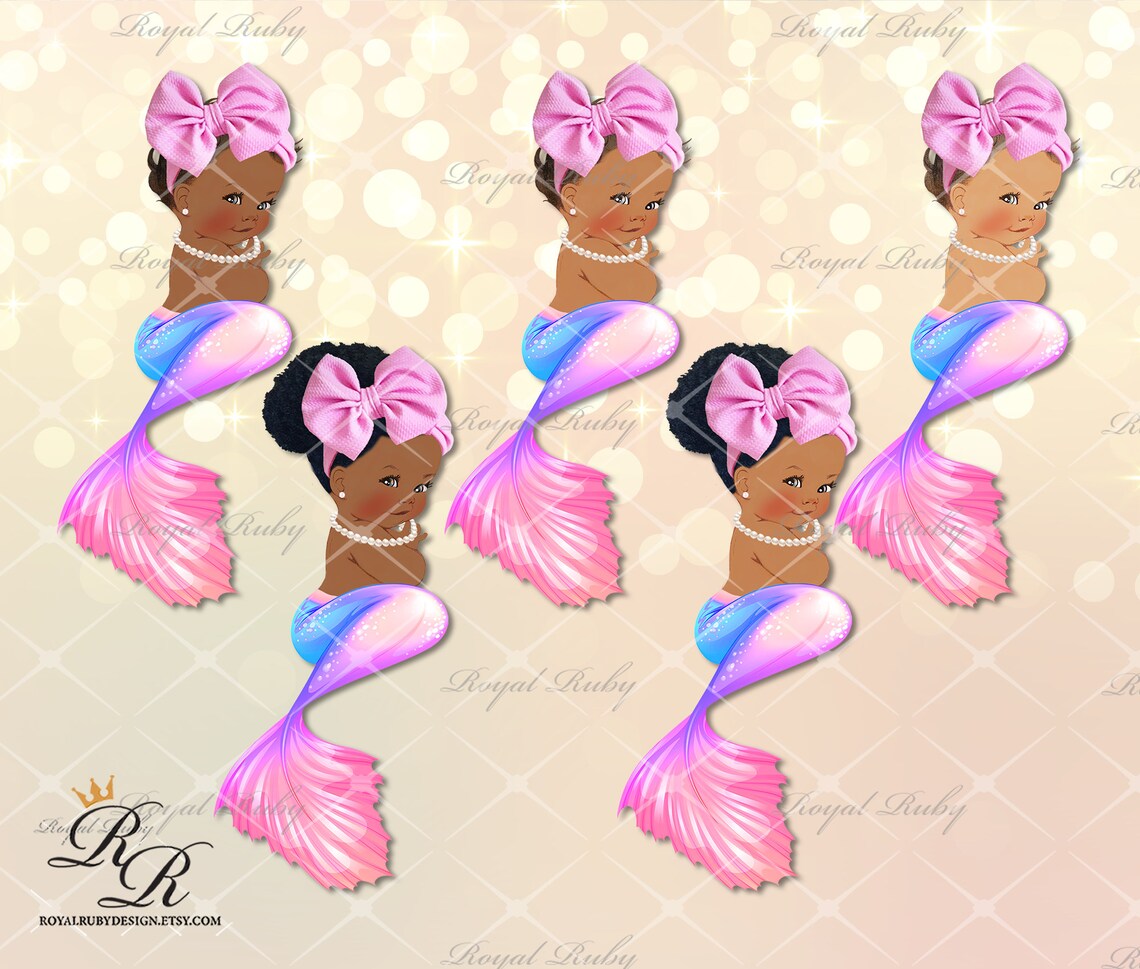 Mermaid Baby Girl Pink African American Baby Baby Shower - Etsy