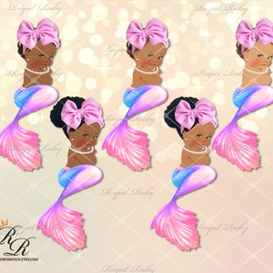 Mermaid Baby Girl Pink African American Baby Baby Shower Party ...