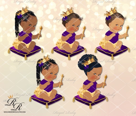 Royal princess sitting girl purple gold braids African | Etsy