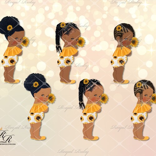 Sunflower Princess Baby Girl Yellow Pink African American - Etsy