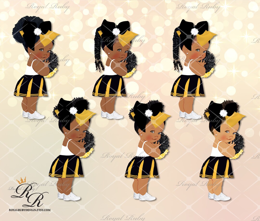 Black Yellow Gold Cheerleader Girl | African American Baby Girl | 3 ...