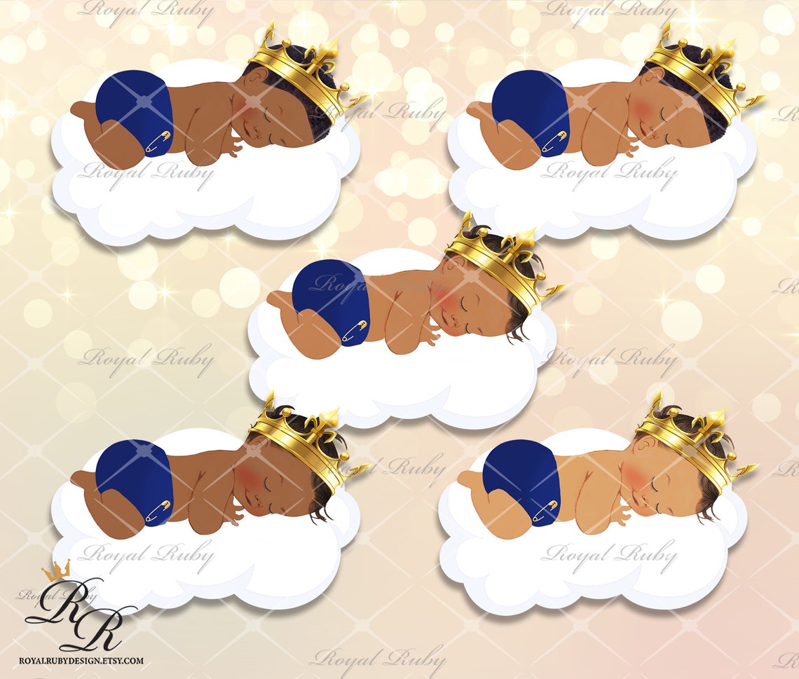 Sleeping Baby Blue Prince Cloud | Royal Prince | African American Baby ...