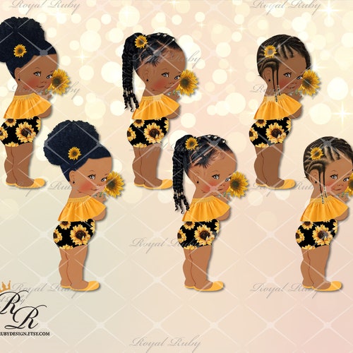 Sunflower Princess Baby Girl Yellow Pink African American - Etsy