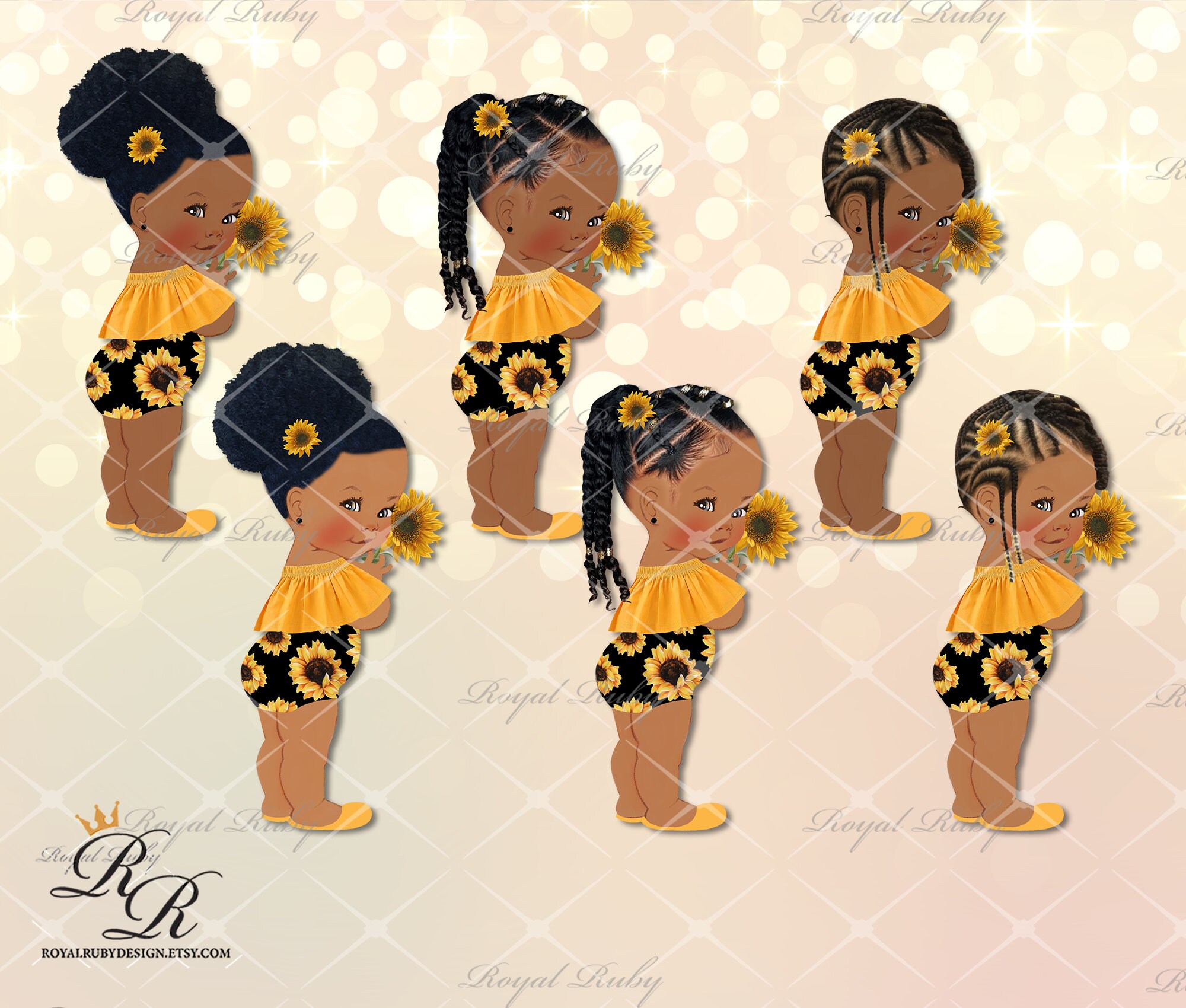 Sunflower Princess Girl Black Yellow Gold African American - Etsy