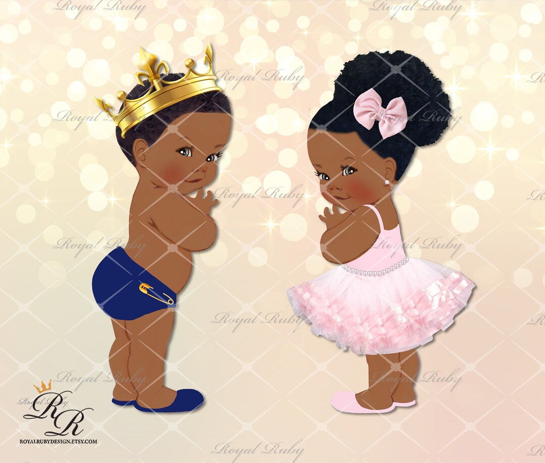 REVERSED Baby Princess and Prince Afro Puff African American Baby Dark ...