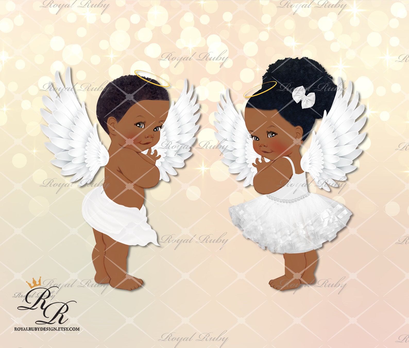 REVERSED Baby Angels African American Baby Cherub Dark | Etsy