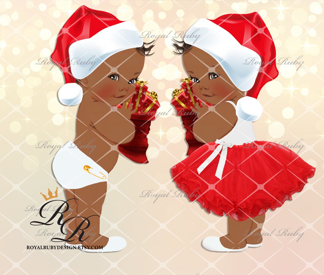 Christmas Baby Boy and Girl | African American | Dark Skin Tone ...