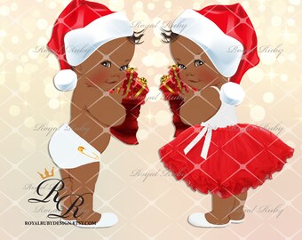 Christmas Baby Boy and Girl African American Light Skin | Etsy