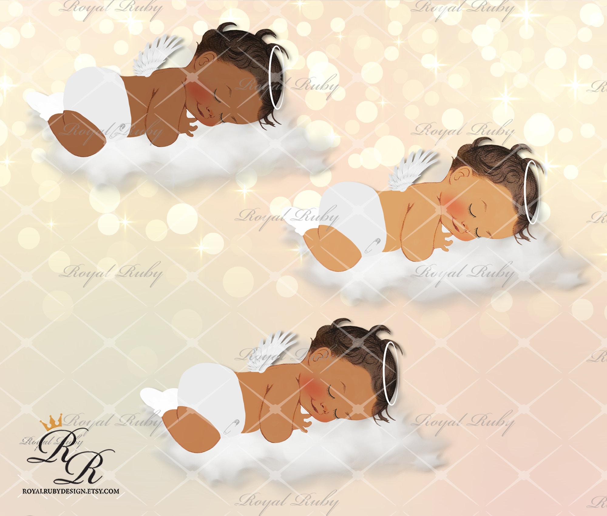 African American Baby Angels Art
