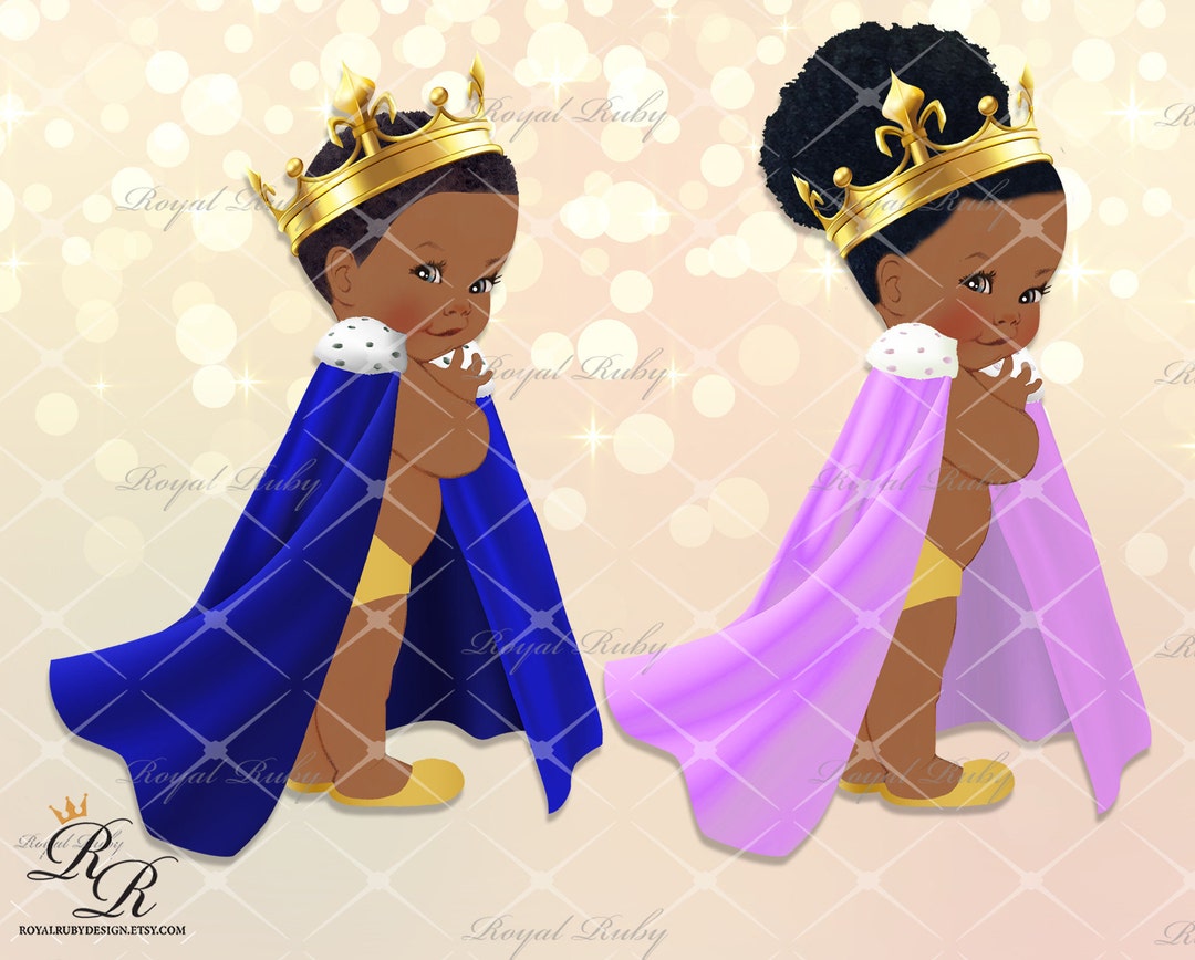 Baby Princess and Prince Afro Puff African American Baby Dark Skin Tone ...