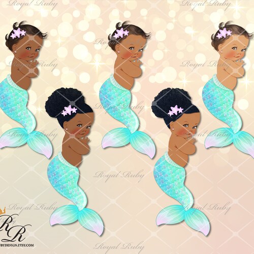 Mermaid Baby Girl Purple African American Baby Baby Shower - Etsy
