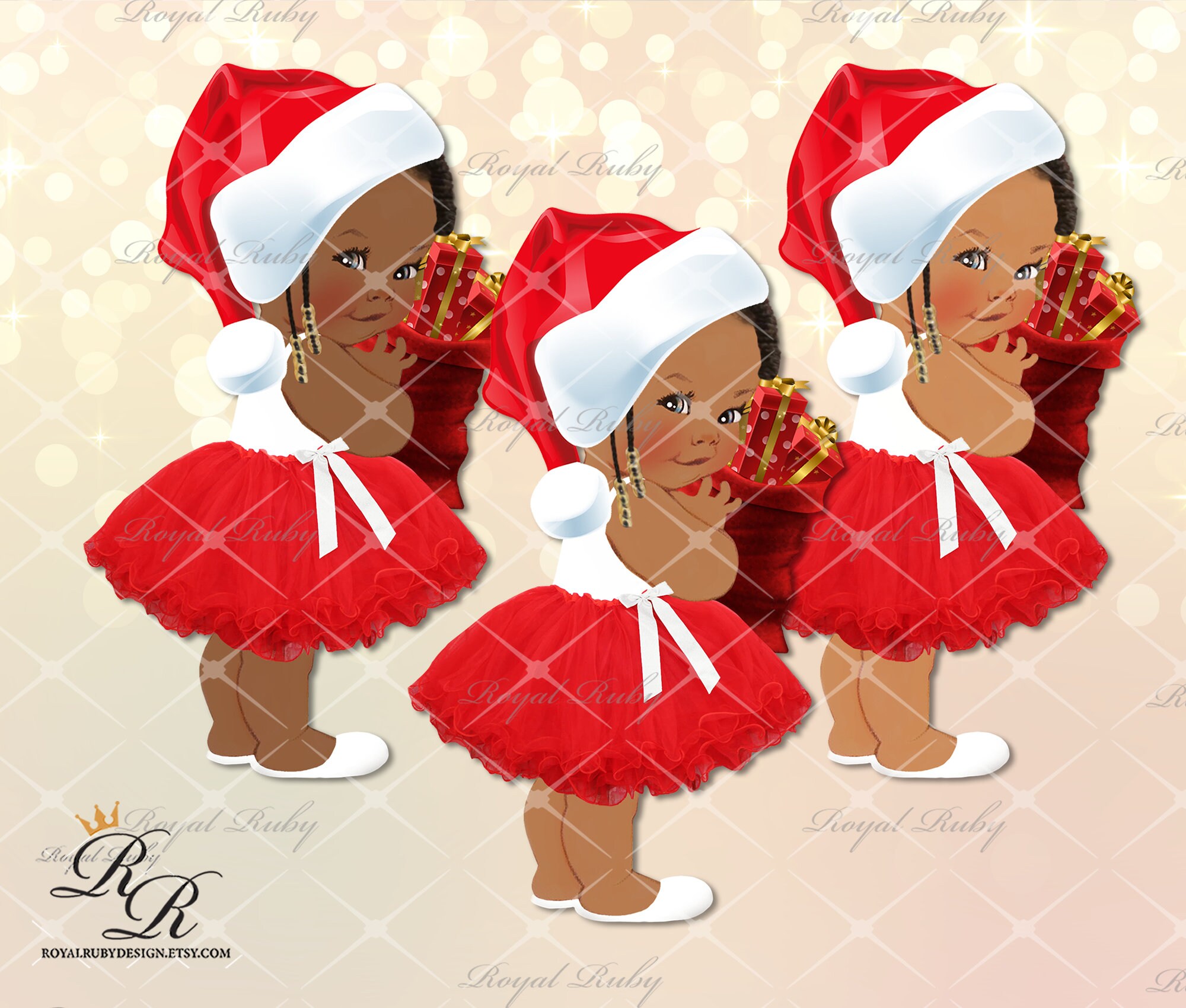 Christmas Baby girl braids beads African American girl 3 | Etsy