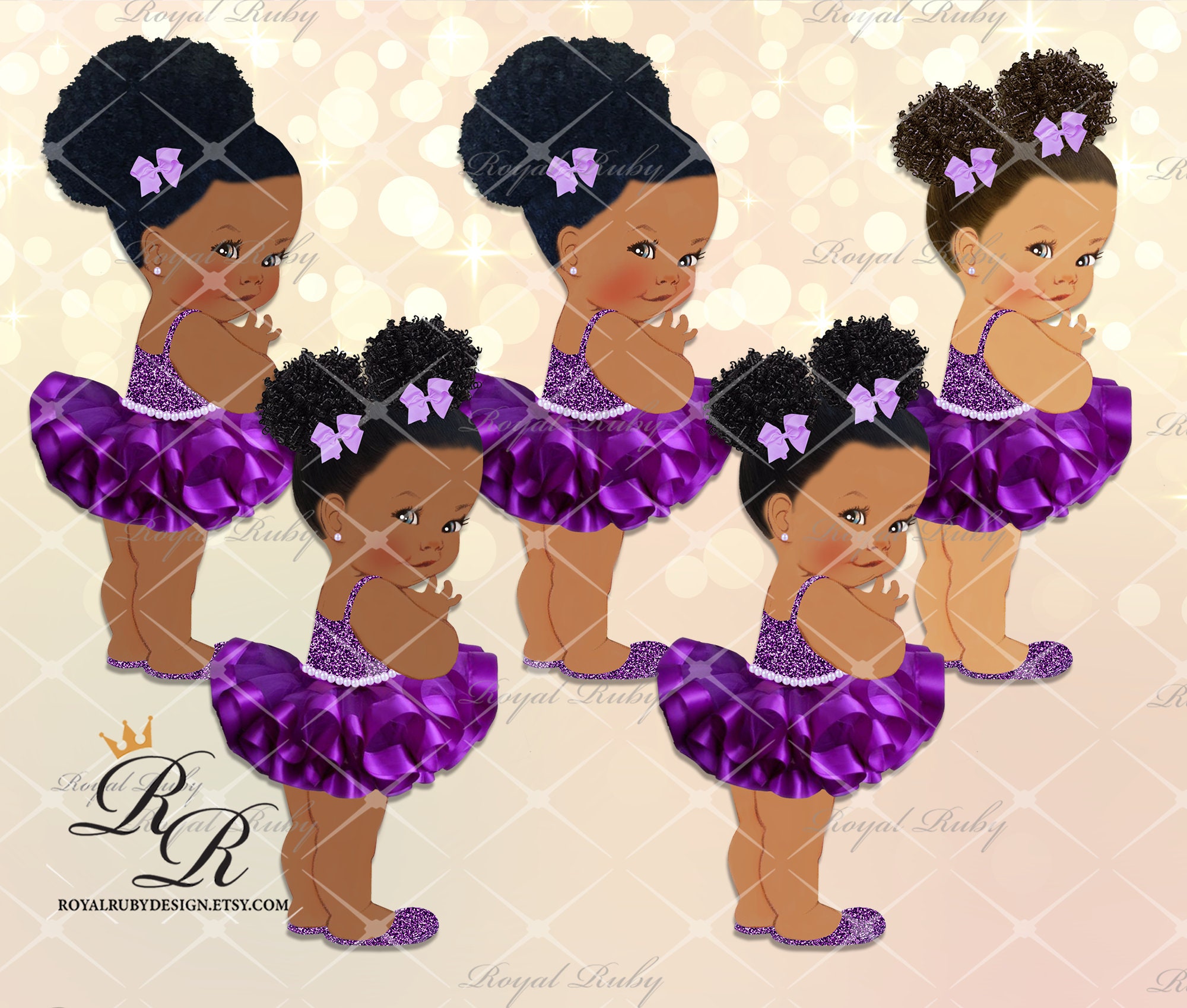 Purple ballerina baby girl Vintage African American Baby 3 | Etsy