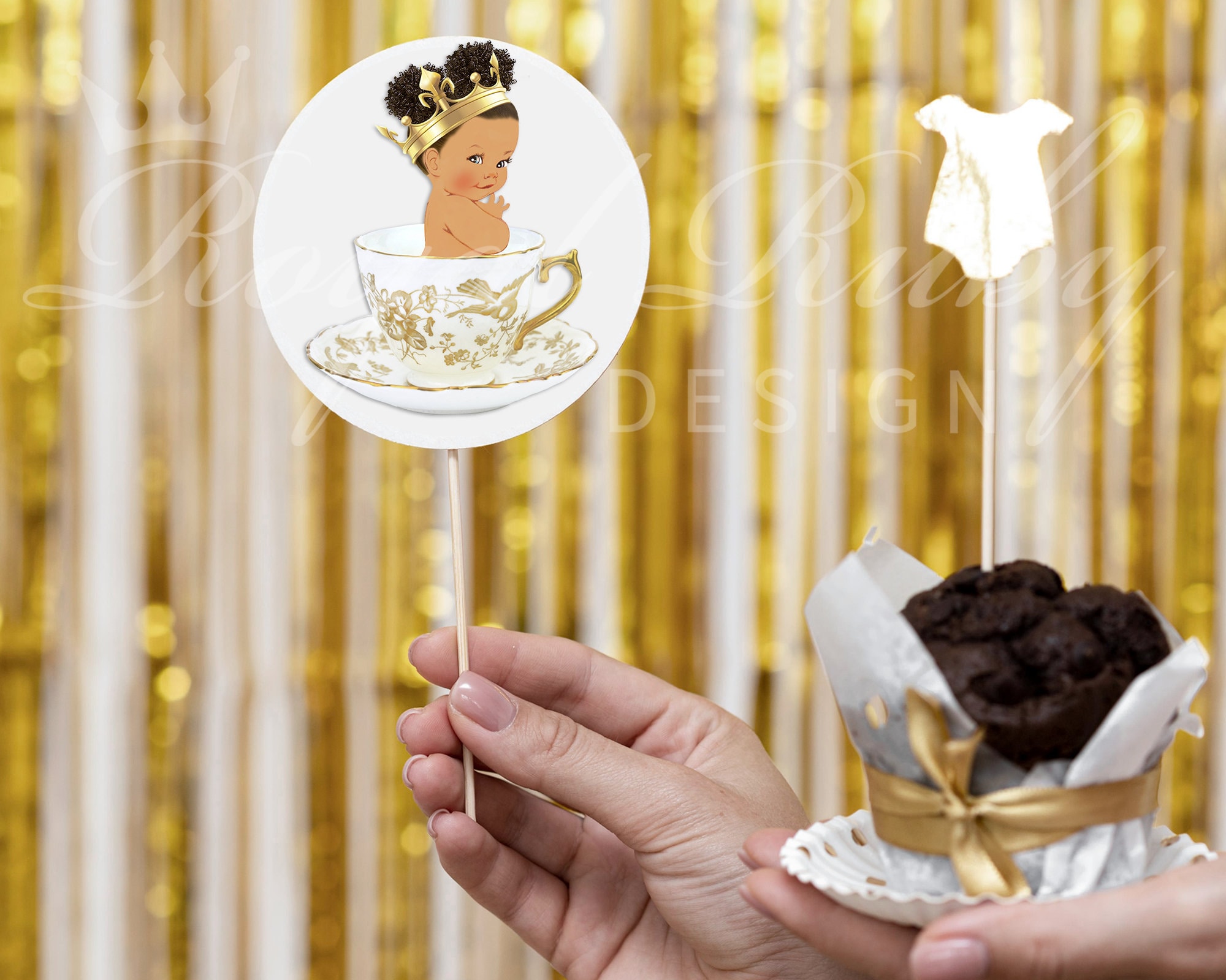 Baby Tea Time Baby Teacup Gold Crown Afro African American | Etsy