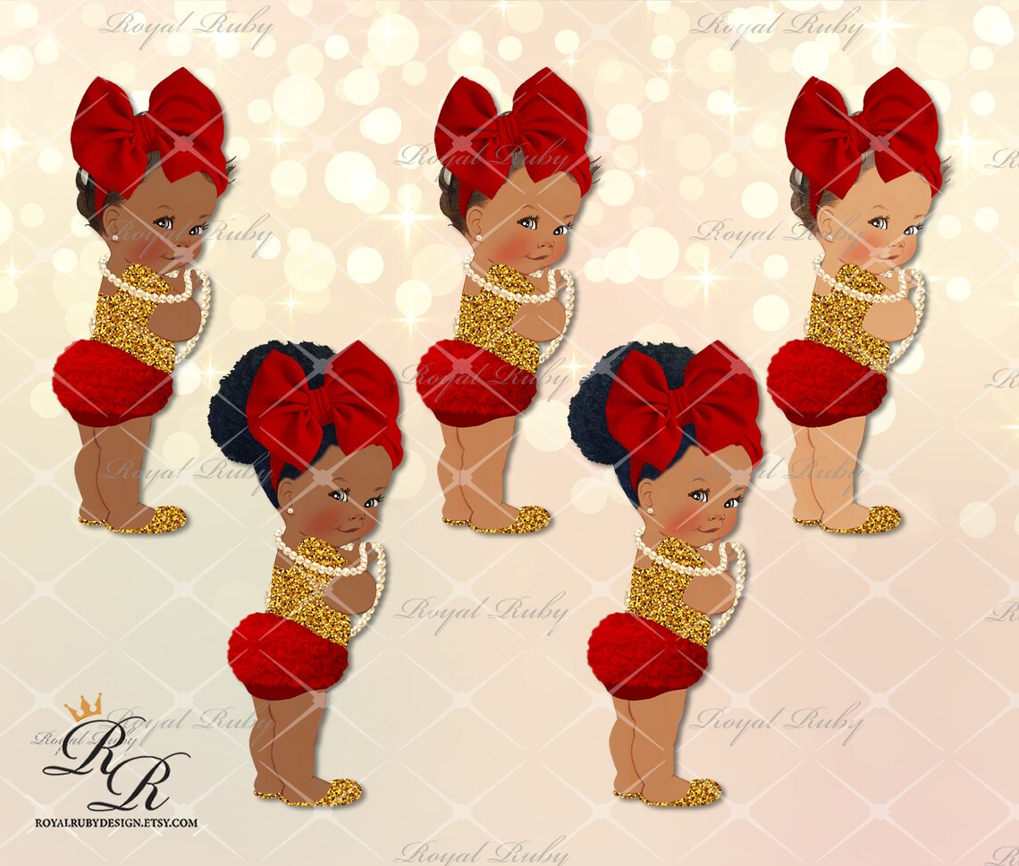 Royal Princess Red Gold Glitter Baby Girl African American - Etsy
