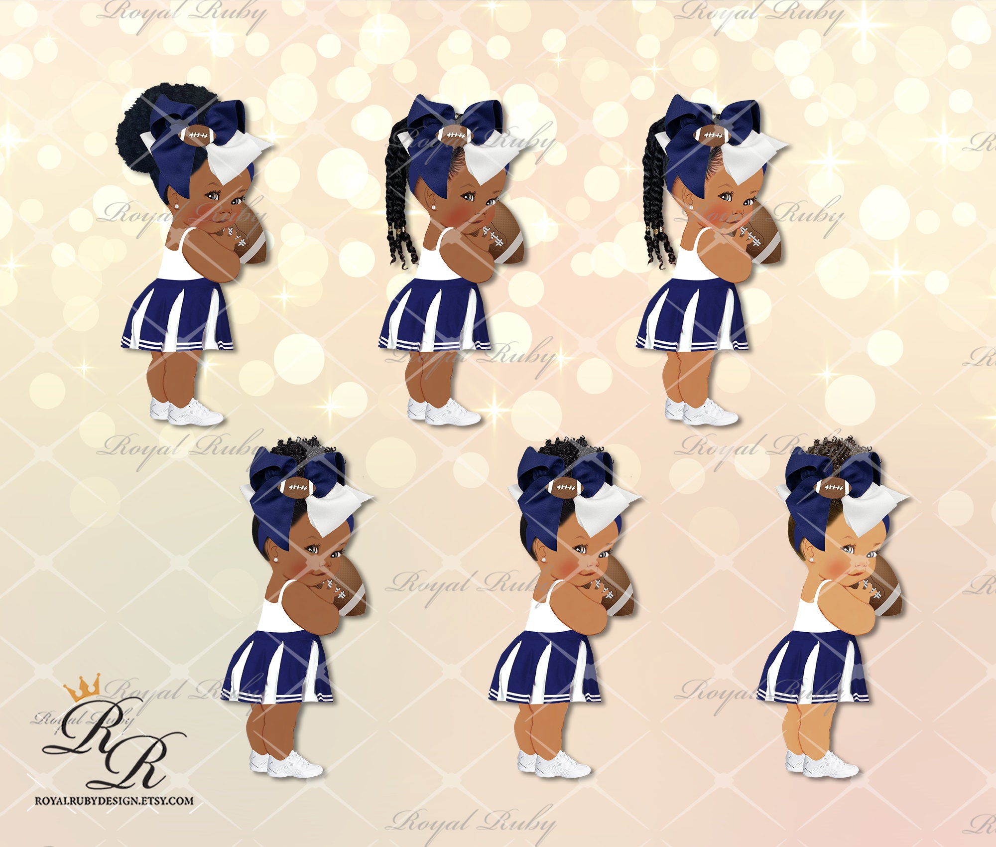 Blue African American Cheerleader Costume