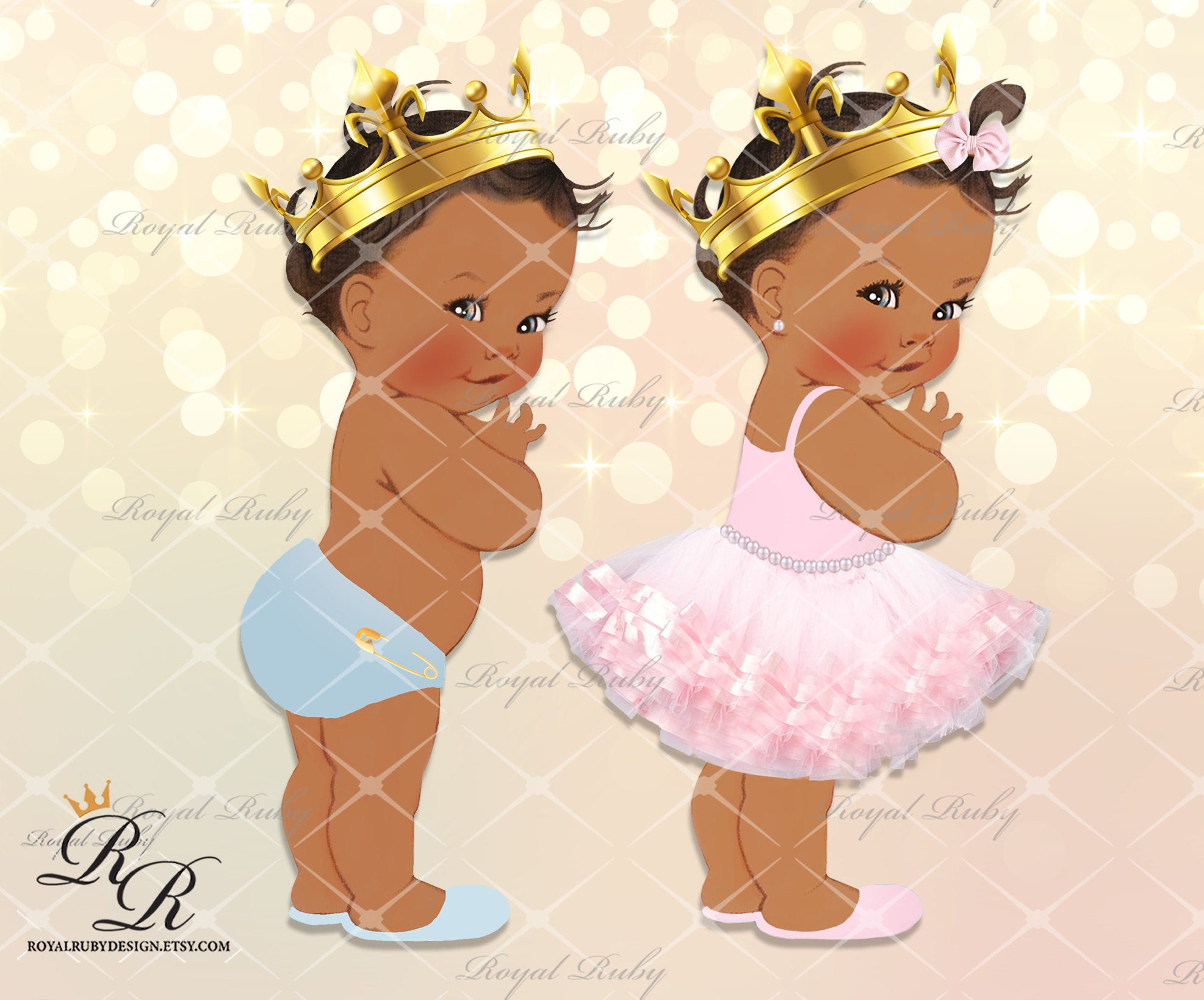 Clip Art & Image Files African kente cloth girl boy medium skin tone ...