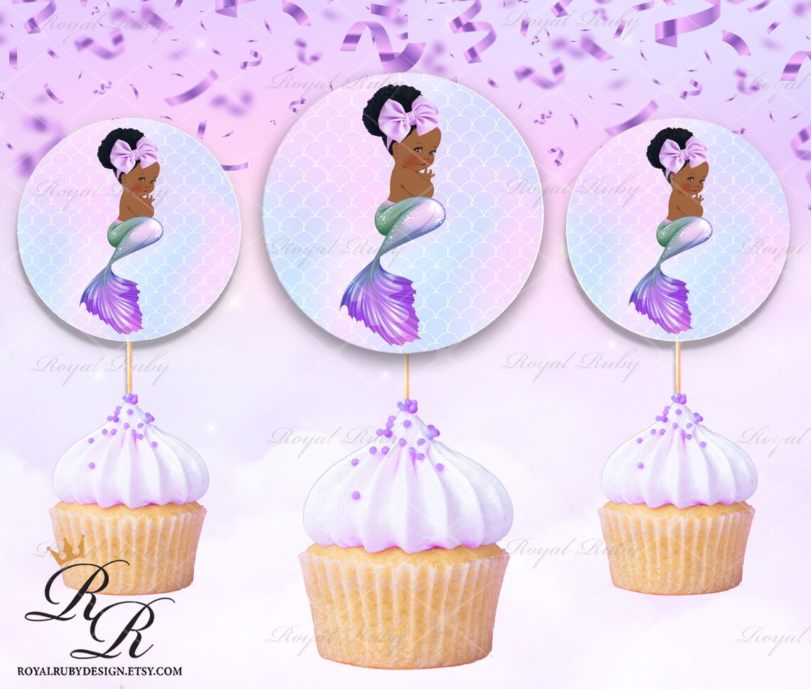 Mermaid Baby Girl Purple African American Baby Baby Shower | Etsy