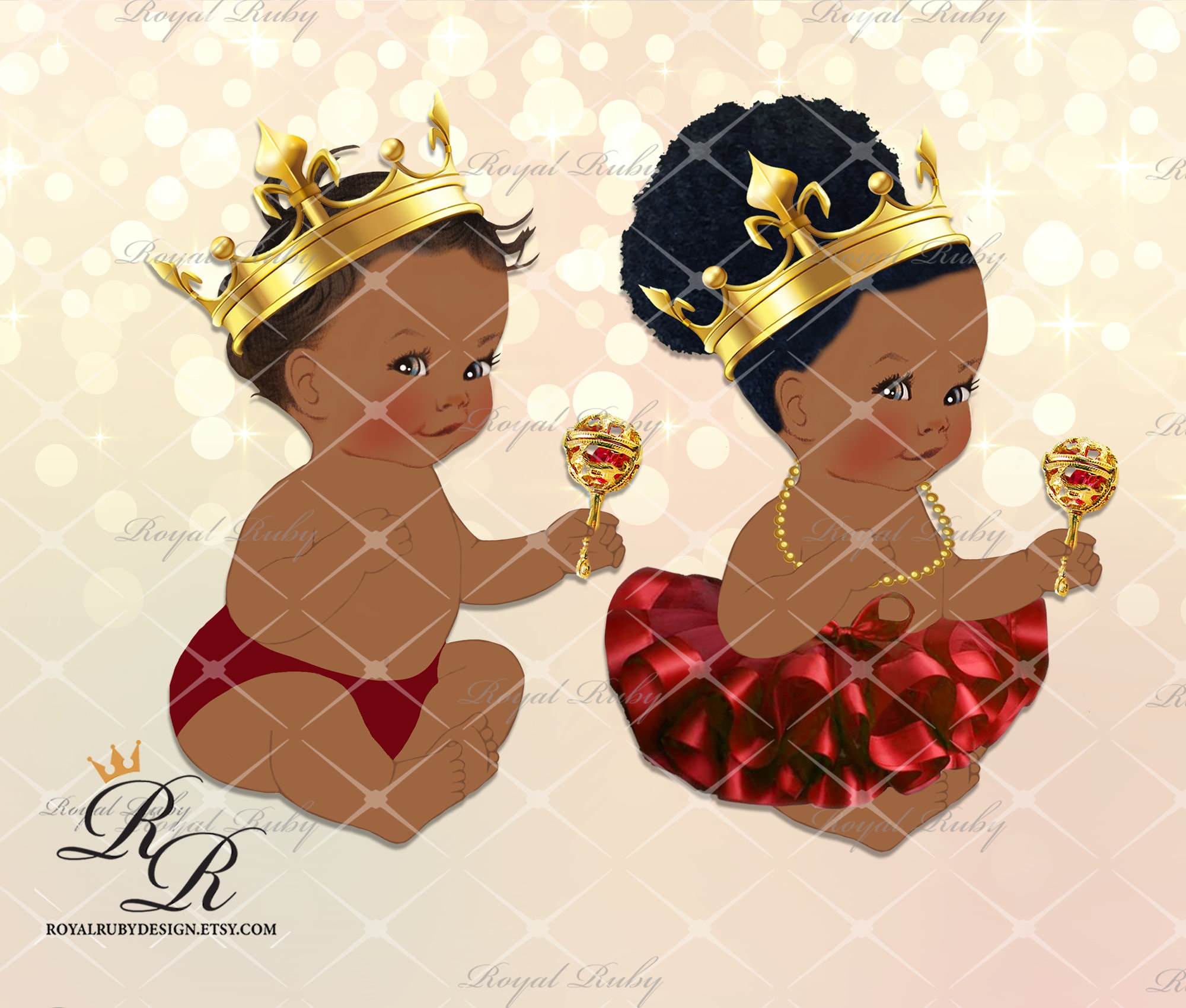 Royal Princess girl Prince boy red gold Dark skin African | Etsy