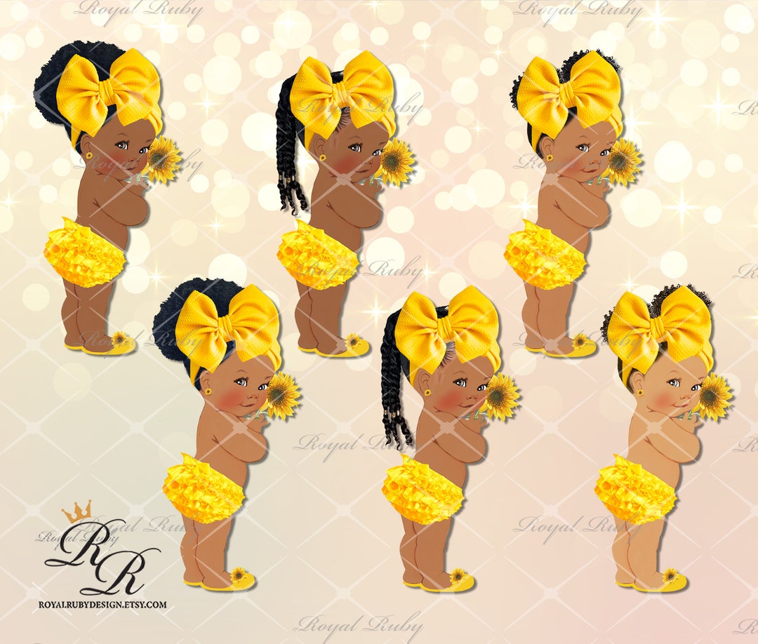 Sunflower Gold Princess Girl Afro Puffs | African American Baby | 3 ...
